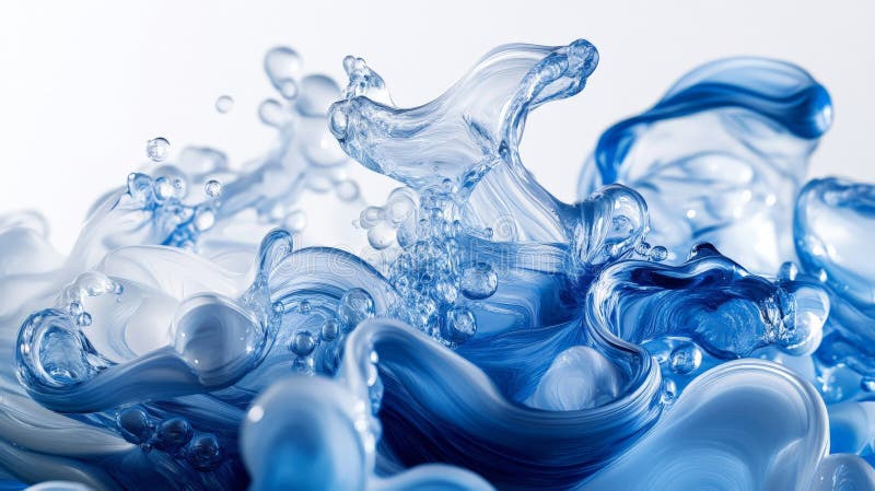 Dynamic Blue Water Splashes with Intricate Liquid Patterns and Luminous ...