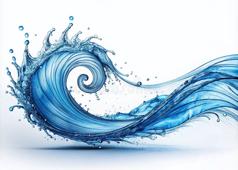 Dynamic Blue Water Wave Splash a Continuous Line Drawing of a Powerful ...