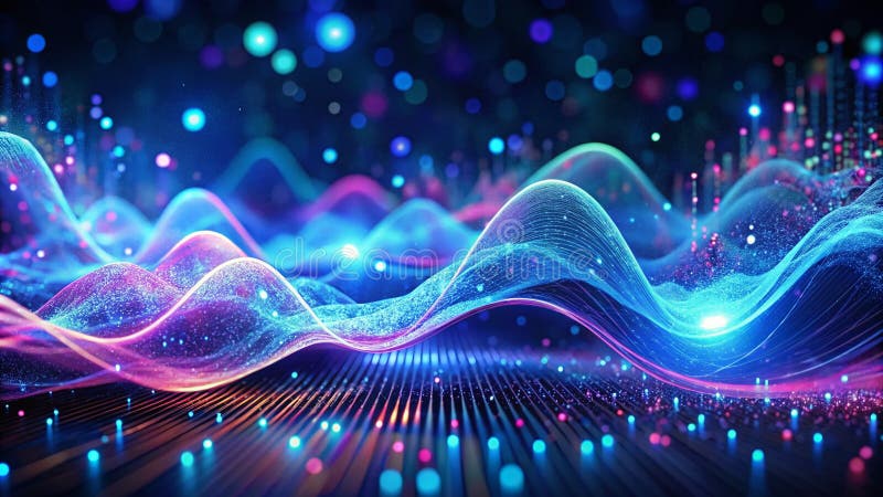 Dynamic Blue Wave Background Illustrates Data Flow Big Data ...