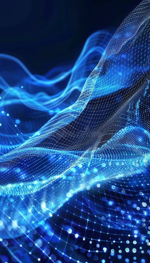 Dynamic Blue Wave Grid Background a Vibrant Fusion of Motion and Energy in Design Stock ...