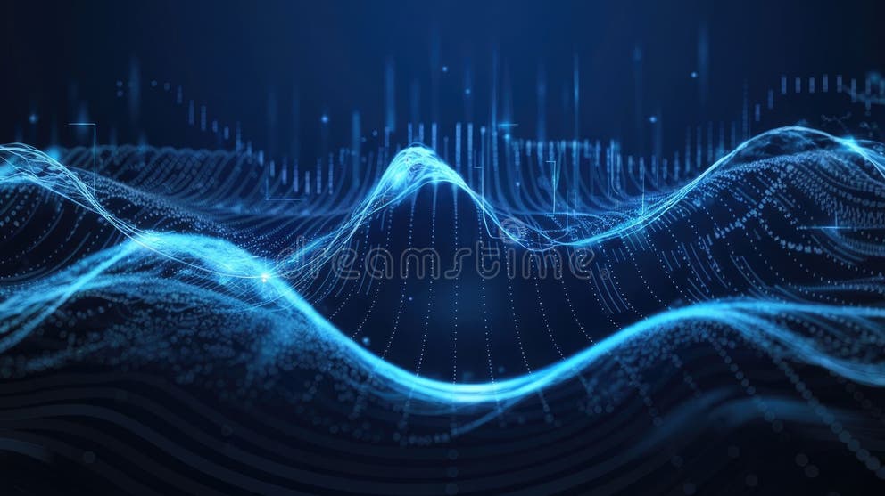 Dynamic Blue Wave Patterns Representing Sound Frequencies in a Digital ...