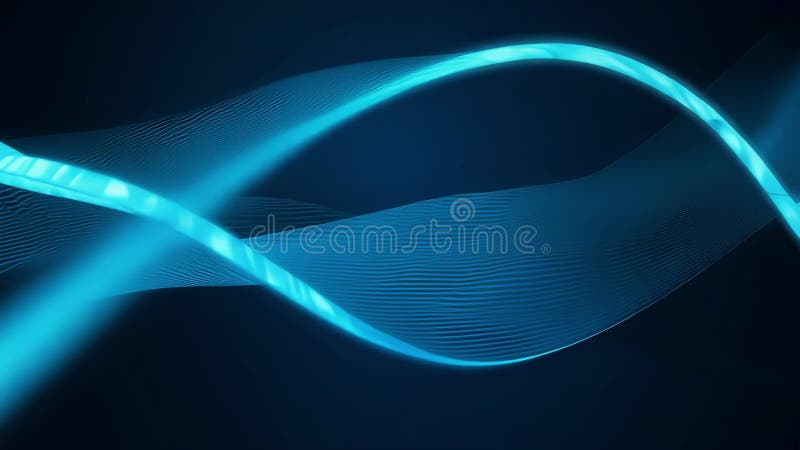 Abstract Blue Wave Patterns Flowing In A Dark Background During A Digital Animation Stock Video