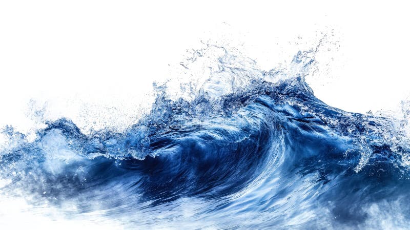 Dynamic Blue Wave Splash Captured Mid-Air with Transparent Background ...