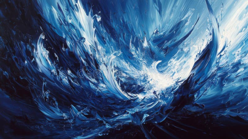 Dynamic Blue and White Abstract Painting Stock Illustration ...