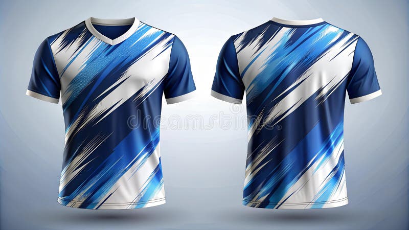 Dynamic Blue and White Brush Stripe Sublimation Jersey Design ...