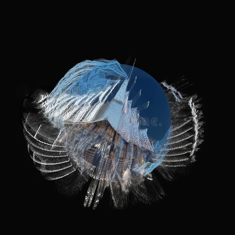 Dynamic Blue and White Digital Art with Intricate Patterns on Black ...