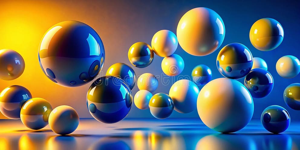 Dynamic Blue and Yellow 3D Spheres Abstract Background a Modern Visual Canvas for Design ...