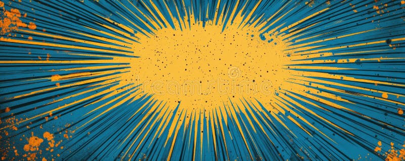 Dynamic Blue and Yellow Halftone Abstract Pattern with Radiating Lines ...
