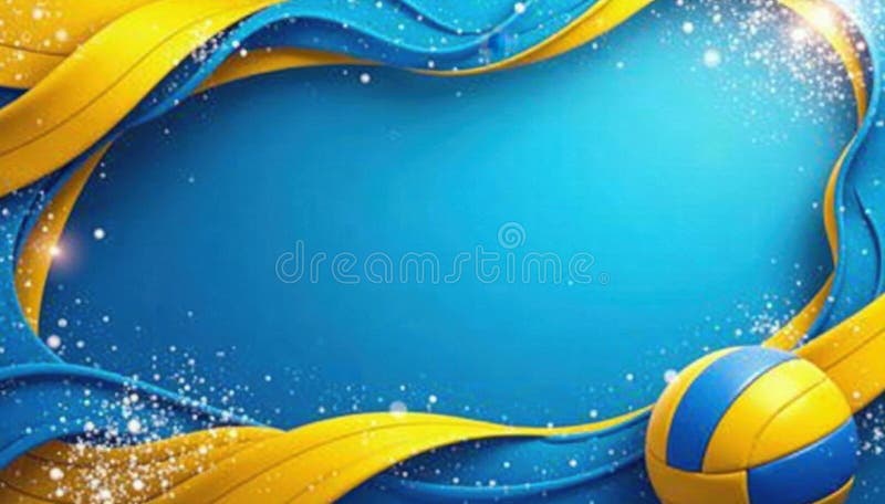 Dynamic Blue and Yellow Striped Volleyball Frame, Vector Illustration ...