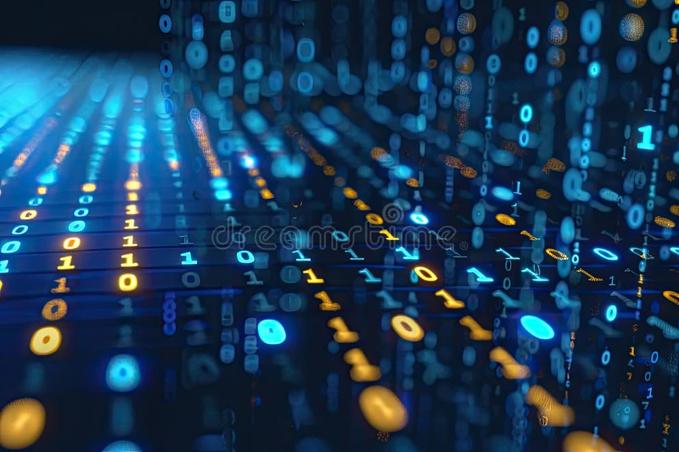 Dynamic Blur Light with Binary Code Zero and One Computer Language. Data Transfer Banner Concept ...