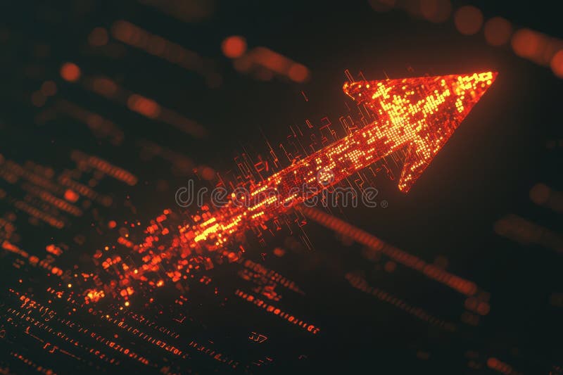 Dynamic Bold Arrow Accelerating Upwards at High Speed with Futuristic ...