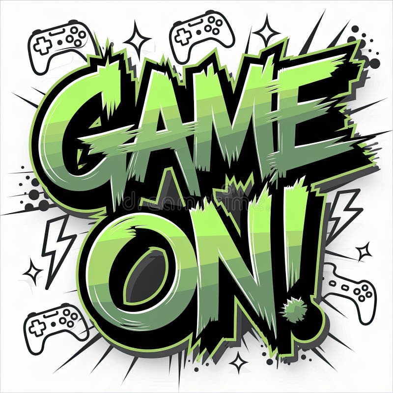 Energetic Gaming Graphic with Bold Lettering and Green Color Scheme ...
