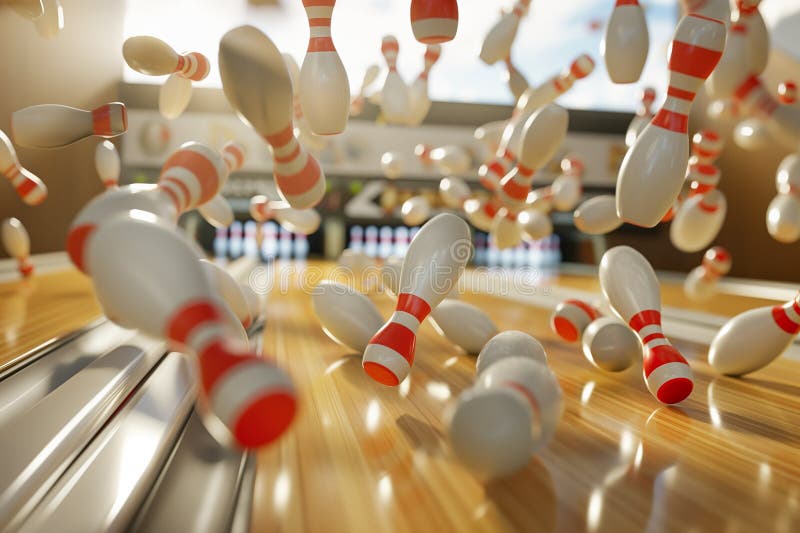 Dynamic Bowling Scene, Breaks the Pins Stock Image - Image of explodes ...