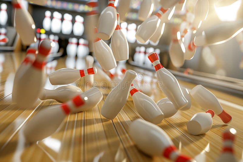 Dynamic Bowling Scene, Breaks the Pins Stock Image - Image of indoor ...