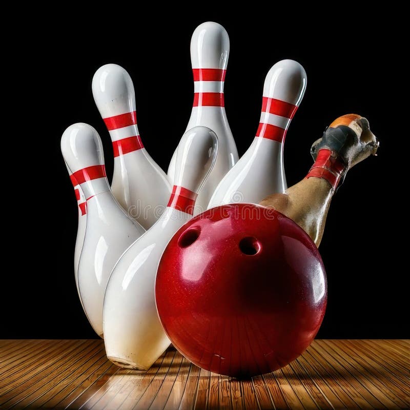 Dynamic Bowling Strike with Flying Pins, Cutout Image Stock Illustration - Illustration of ...