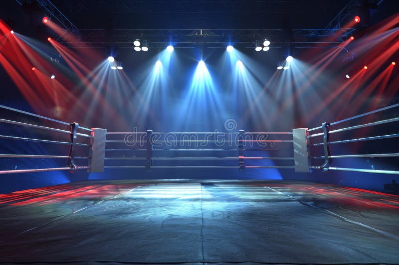 Illuminated Boxing Ring Under Spotlights Stock Illustration ...