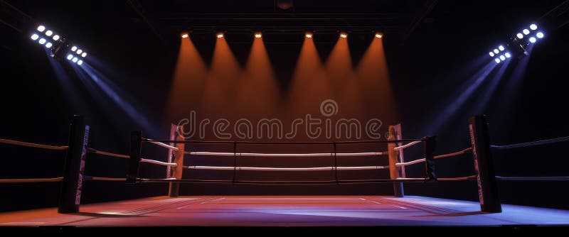 Dynamic Boxing Ring, Red Blue Lighting, Dramatic Shadows, Elevated ...