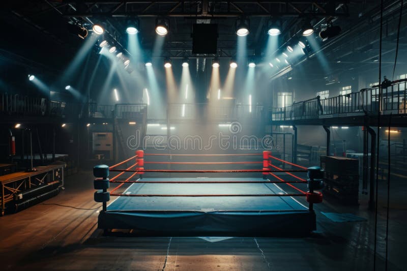 Illuminated Boxing Ring Under Spotlights Stock Illustration ...