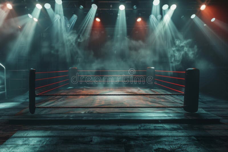 Illuminated Boxing Ring Under Spotlights Stock Illustration ...