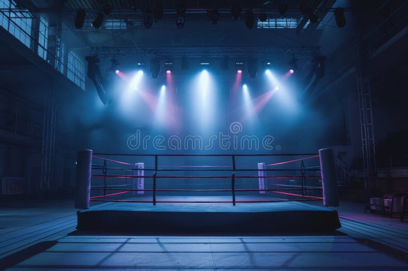 Illuminated Boxing Ring Under Spotlights Stock Illustration ...