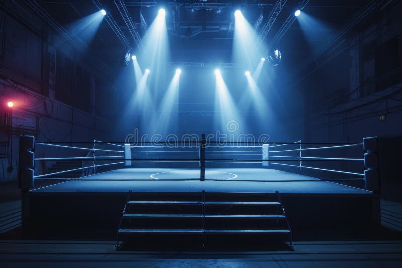 Illuminated Boxing Ring Under Spotlights Stock Illustration ...