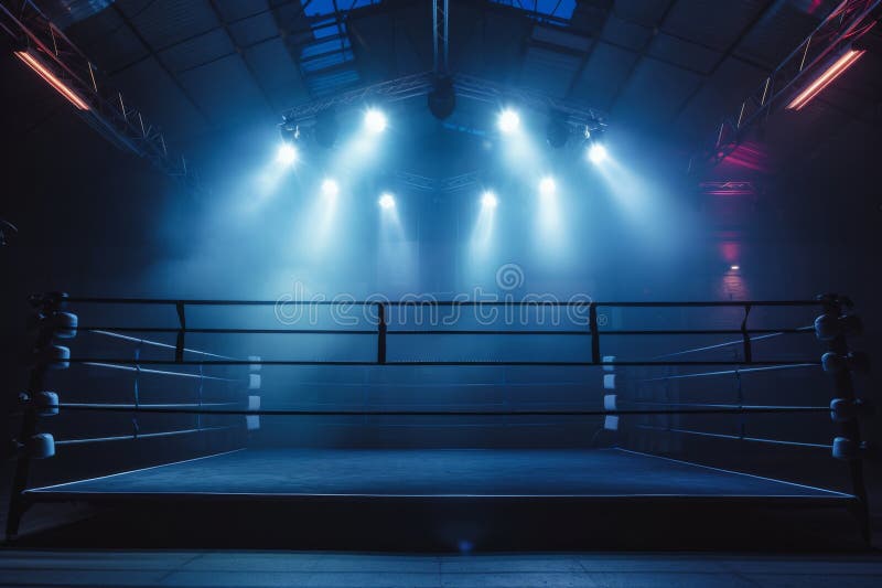 Illuminated Boxing Ring Under Spotlights Stock Illustration ...