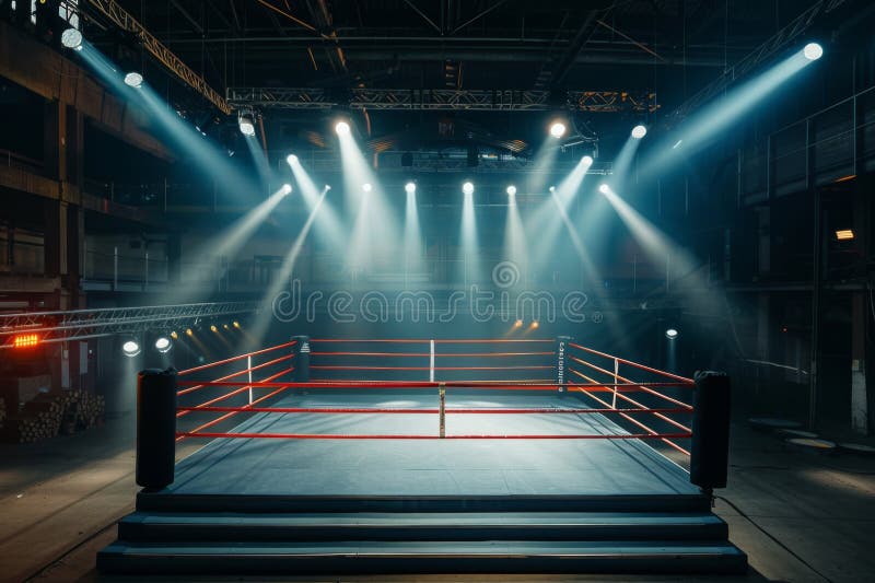 Illuminated Boxing Ring Under Spotlights Stock Illustration ...