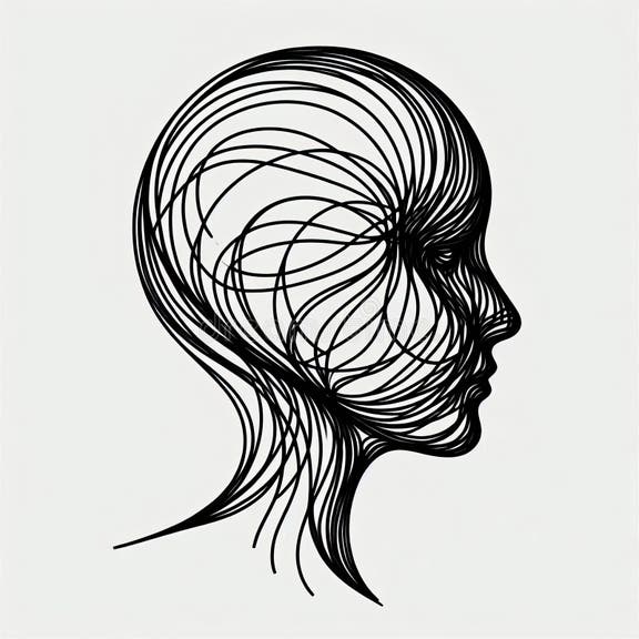 Dynamic Brain Mapping in Artistic Portrait Stock Illustration ...