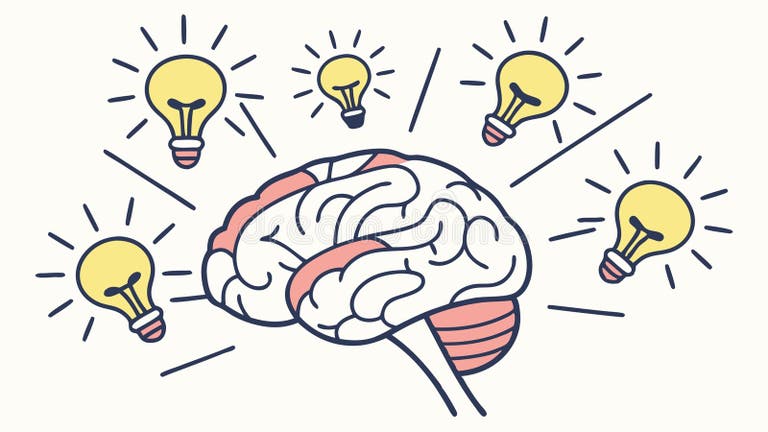 Dynamic Brain with Numerous Glowing Lightbulb Ideas, Innovation, Vector ...