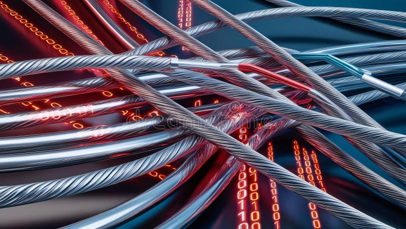 Dynamic Broadband Cable Entwined with Vibrant Binary Code, Showcasing ...