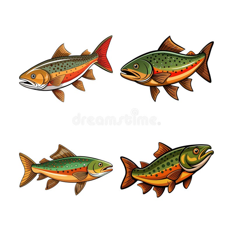 Dynamic Brook Trout Colorful Artwork Creation Stock Vector ...