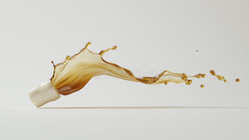Dynamic Brown Liquid Splashing from White Container on White Background ...
