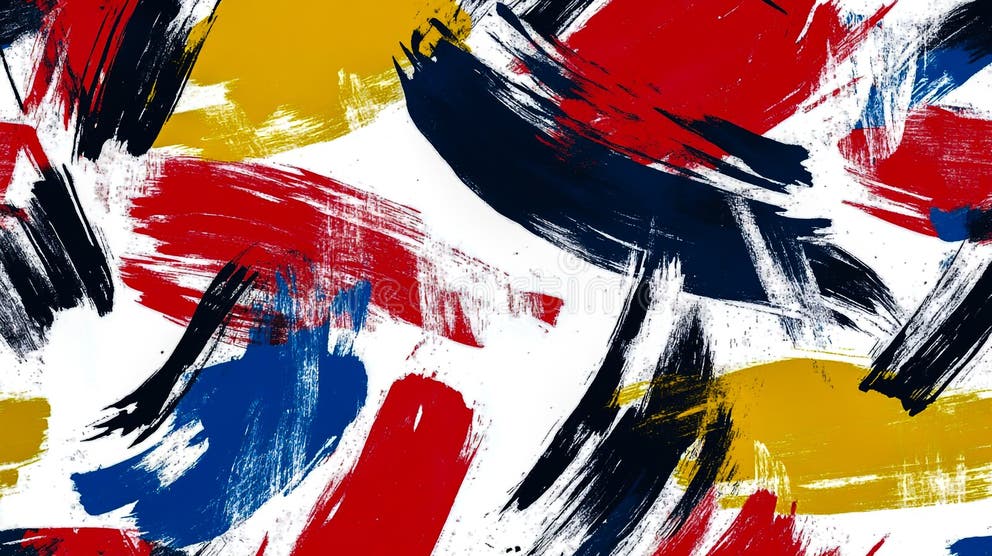 Dynamic Brushstroke Pattern in Bold Primary Stock Illustration ...