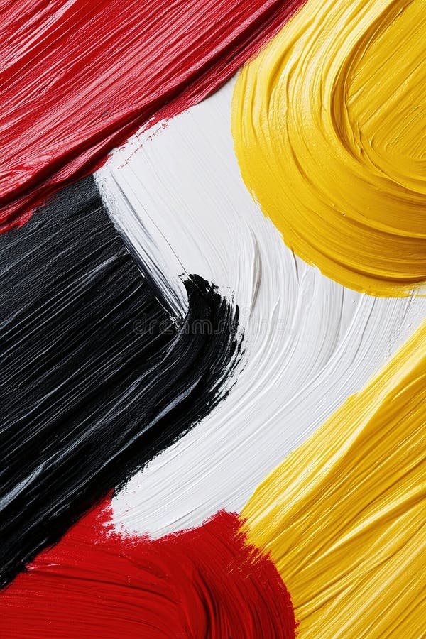 Dynamic Brushstroke Patterns in Red, Yellow, and Black Layer Together ...