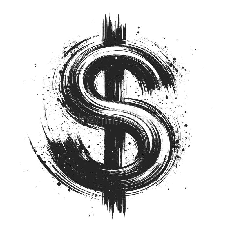 A Dynamic, Brushstroke Style Dollar Sign, Perfect for Financial Related ...