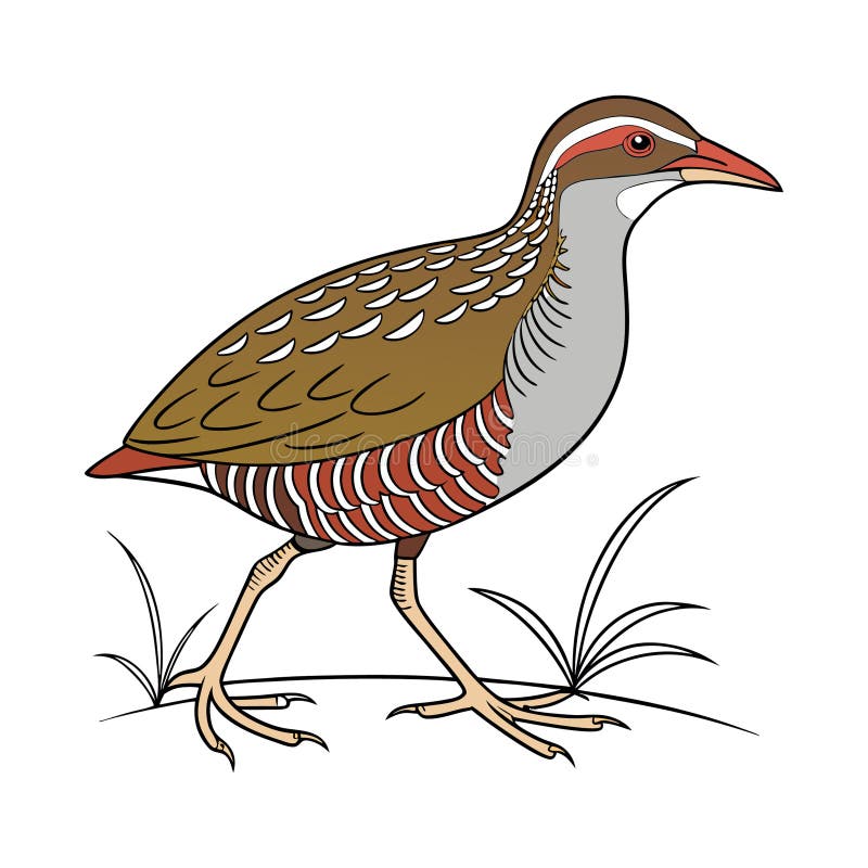 Dynamic Buff-Banded Rail Bird Design Stock Illustration - Illustration ...