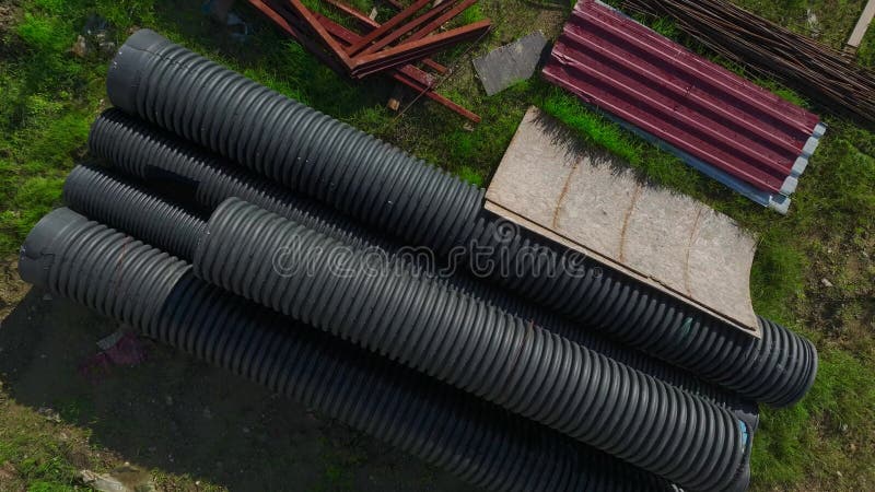 Aerial Video: Construction Workers Completing Concrete Floors on a High ...