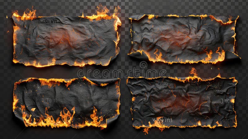 Dynamic Burnt Paper Elements: Realistic 3D Design Stock Photo - Image ...
