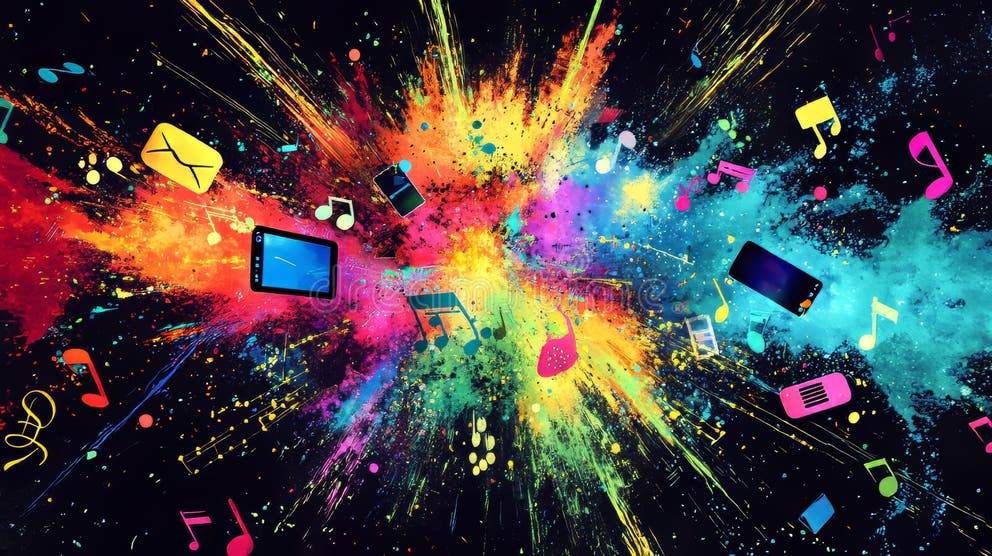 A Dynamic Burst of Abstract Music: Instruments and Notes Explode in a ...