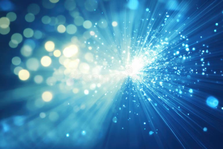 Dynamic Burst of Blue Light Particles with Bokeh Effect and Lens Flare ...