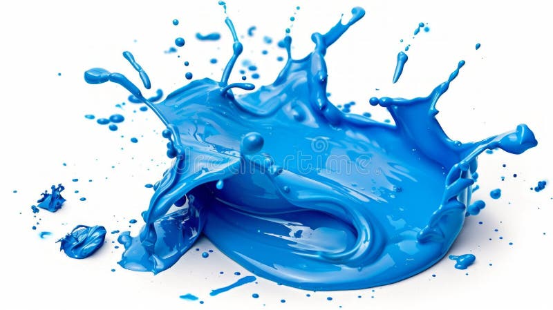 A Dynamic Burst of Blue Paint Spreads Across a Pristine White Surface ...