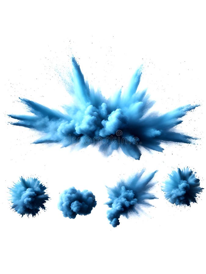 Dynamic Burst of Blue Powder Particles Creating a Vibrant Explosion ...