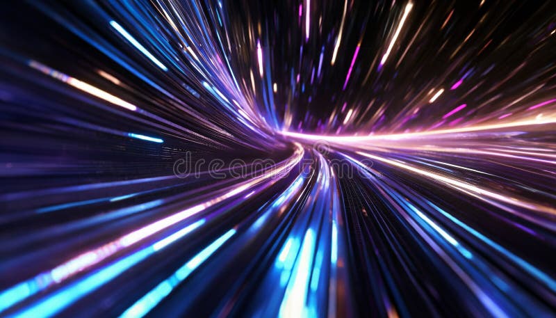 A Dynamic Burst of Blue and Purple Light Streaks Creating a Sense of ...