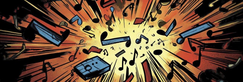 Dynamic Burst of Colorful Musical Notes in Motion Stock Illustration ...