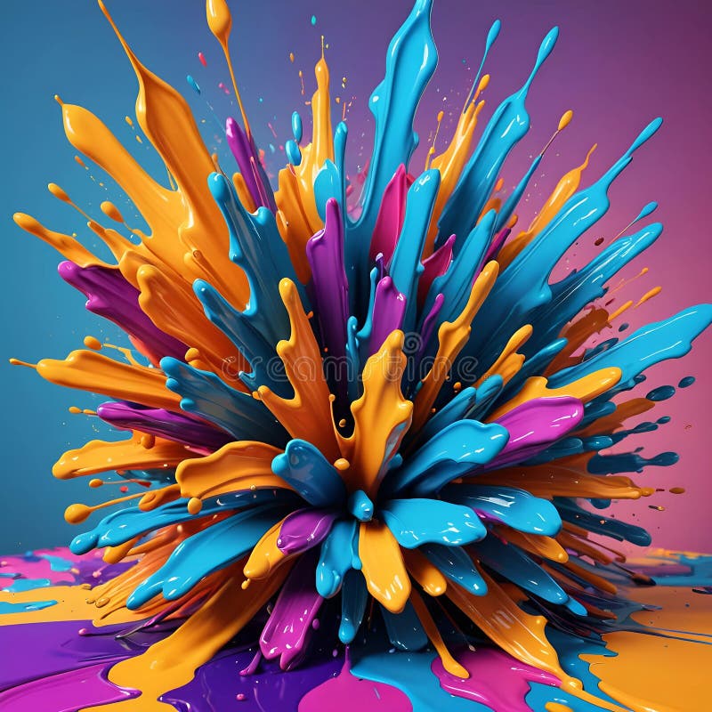 A Dynamic Burst of Colorful Paint Splashes in a Vivid Display. Stock ...