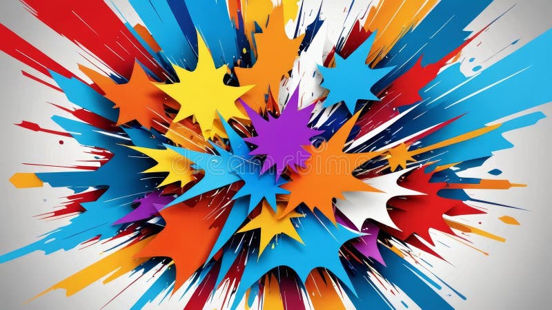 Dynamic Burst of Colorful Stars and Shapes, Creating an Energetic and ...
