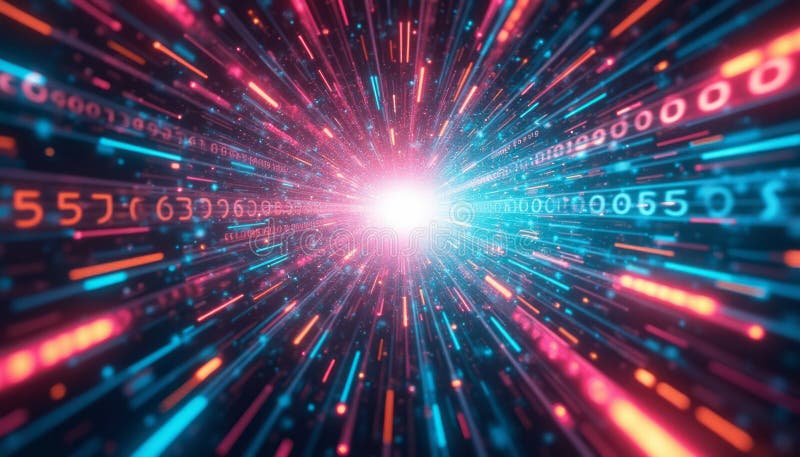 Dynamic Burst of Digital Numbers in Vibrant Colors Stock Photo - Image ...