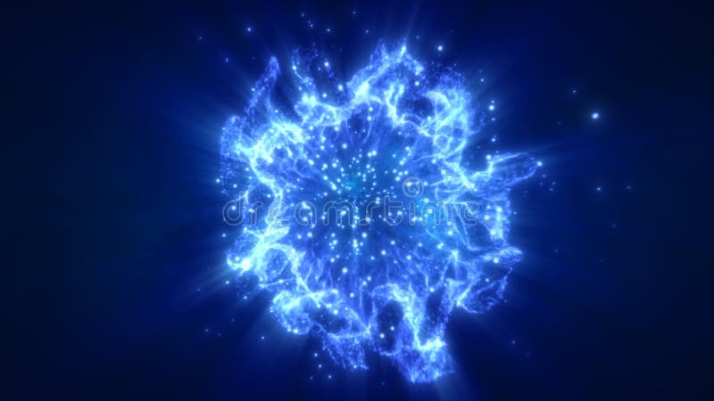 A Dynamic Burst of Electric Blue Energy Sphere Radiating from a Central ...