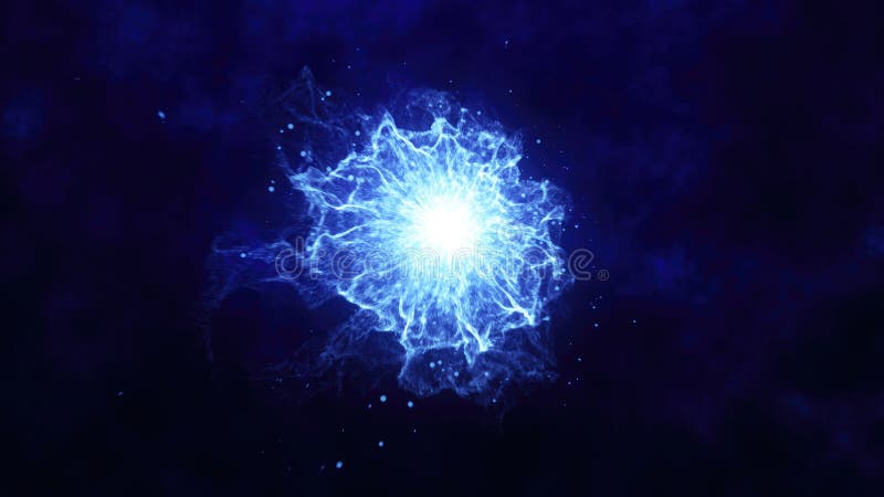 A Dynamic Burst of Electric Blue Energy Sphere Radiating from a Central ...