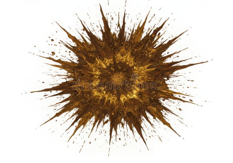 Golden Paint Splash Explosion Isolated on White Background Stock ...